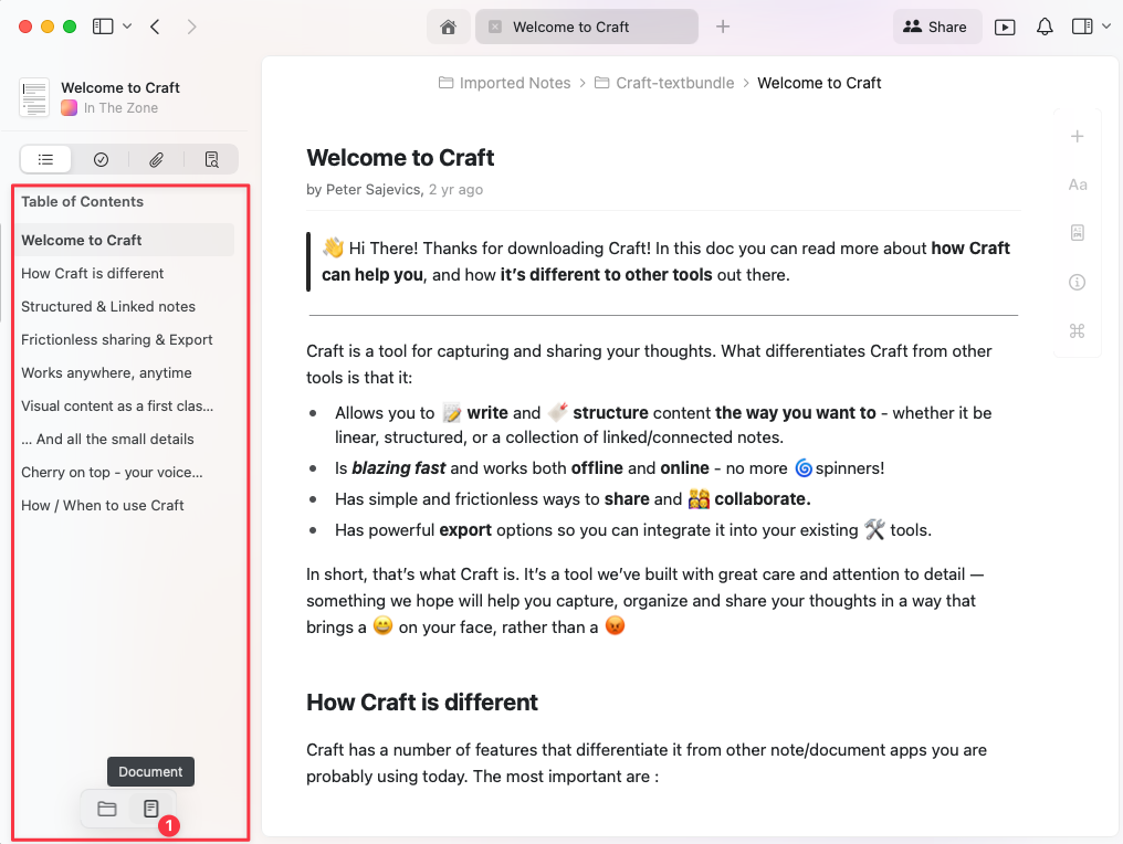 Table of Contents – Craft Help Site